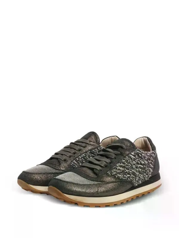 Brunello Cucinelli Sparkly Tweed Lace-up Sneakers