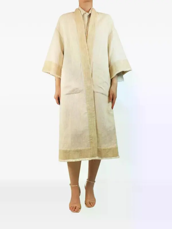 Eleventy Cream Textured Oversized Kimono Jacket