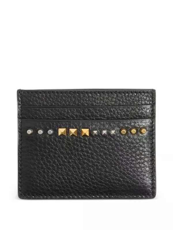 Valentino Garavani Rockstud Grainy Calfskin Cardholder - Black