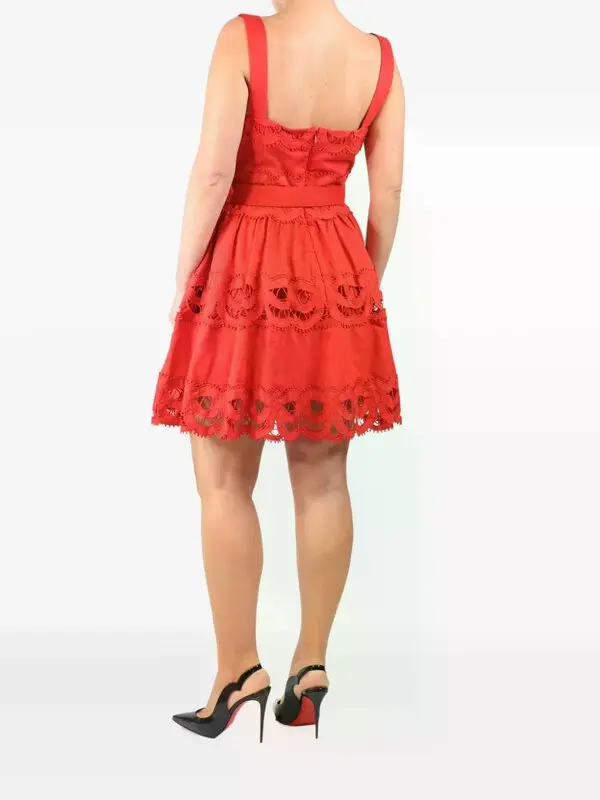 SELF-PORTRAIT Embroidered Belted Mini Dress