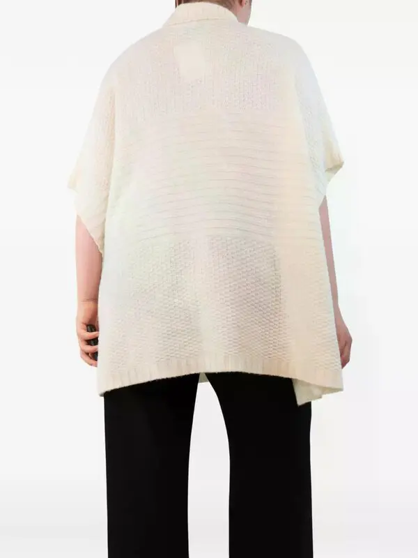 ALLUDE Cream Waffle Knit High-neck Poncho