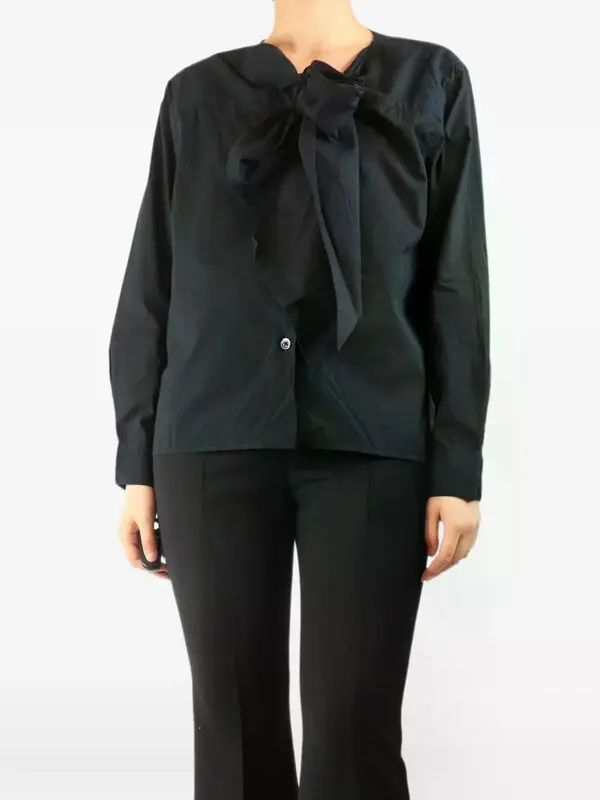 MARGARET HOWELL Cotton Shirt With Pussy-bow Collar - Black