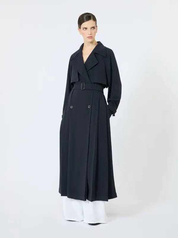 Max Mara Double-breasted Compact Cady Trench Coat - Midnightblue