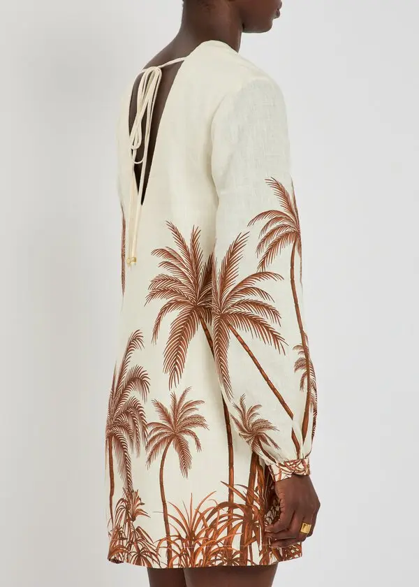 ANDRES OTALORA Printed Linen Mini Dress