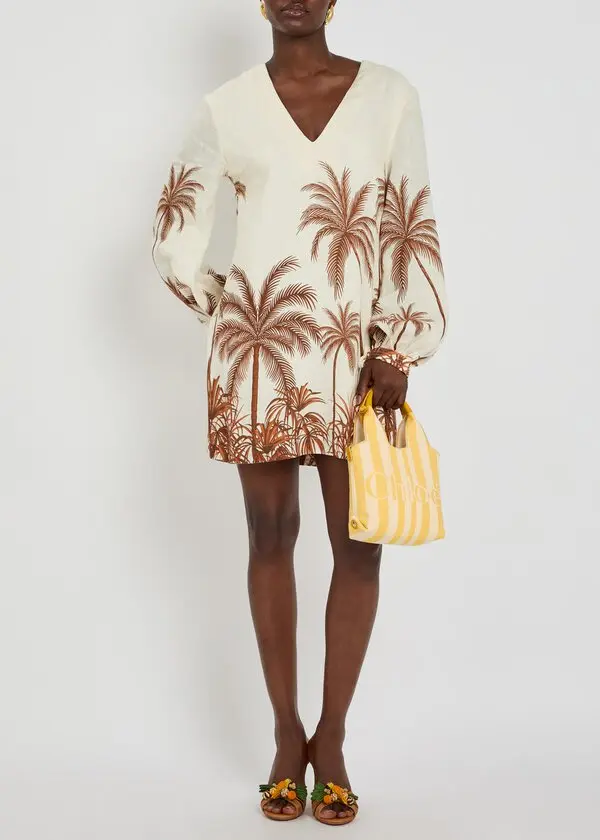 ANDRES OTALORA Printed Linen Mini Dress