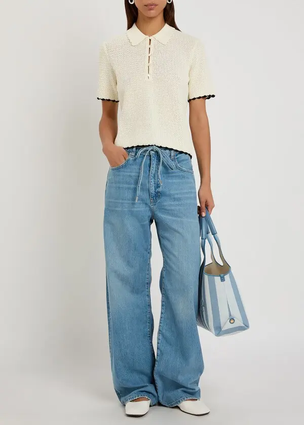 FRAME Off-duty Drawstring Bow Wide-leg Jeans