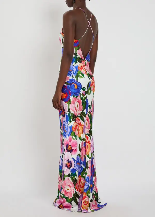 Borgo De Nor Floral-print Satin Maxi Dress