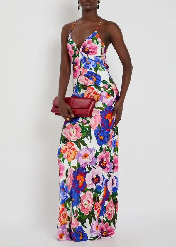 Borgo De Nor Floral-print Satin Maxi Dress