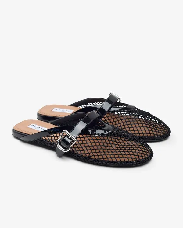 Alaïa Patent Mesh Mule Flats