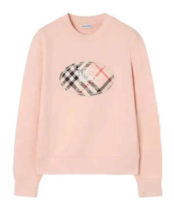 Burberry Crewneck Sweatshirt With Embroidered Knight Stamp - Pink