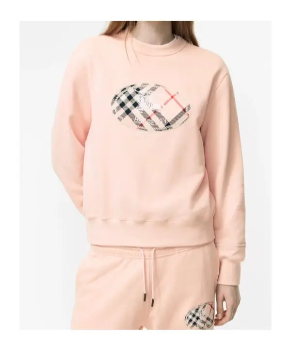 Burberry Crewneck Sweatshirt With Embroidered Knight Stamp - Pink