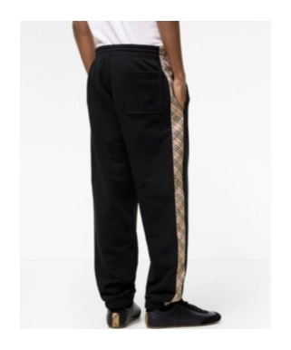 Burberry Check Trim Jogging Pants - Black