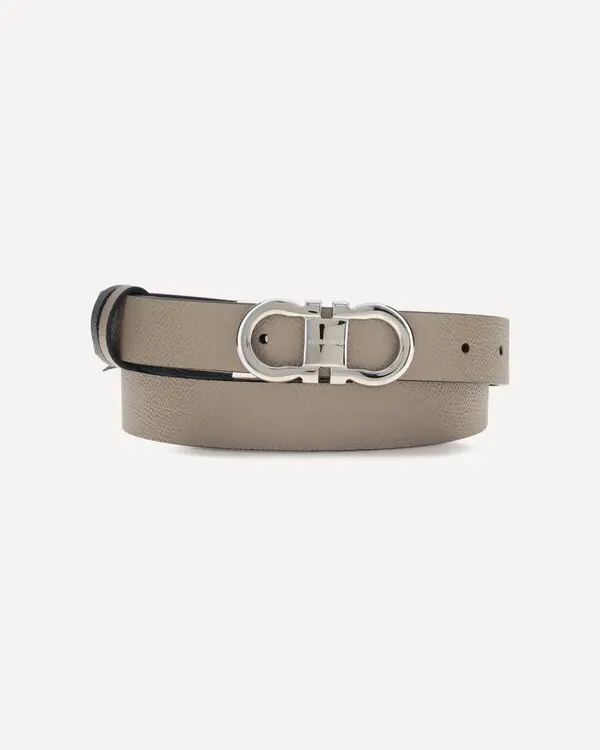 FERRAGAMO Reversible Gancini Belt - Grey