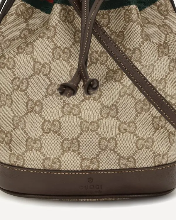 Gucci Web Stripe Bucket Bag - Beige