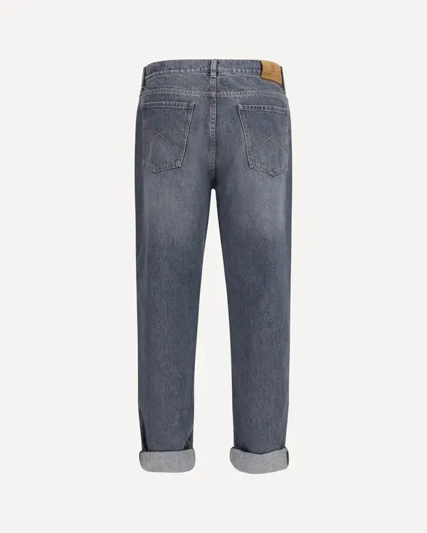 Brunello Cucinelli Straight-leg Turn-up Jeans - Grey