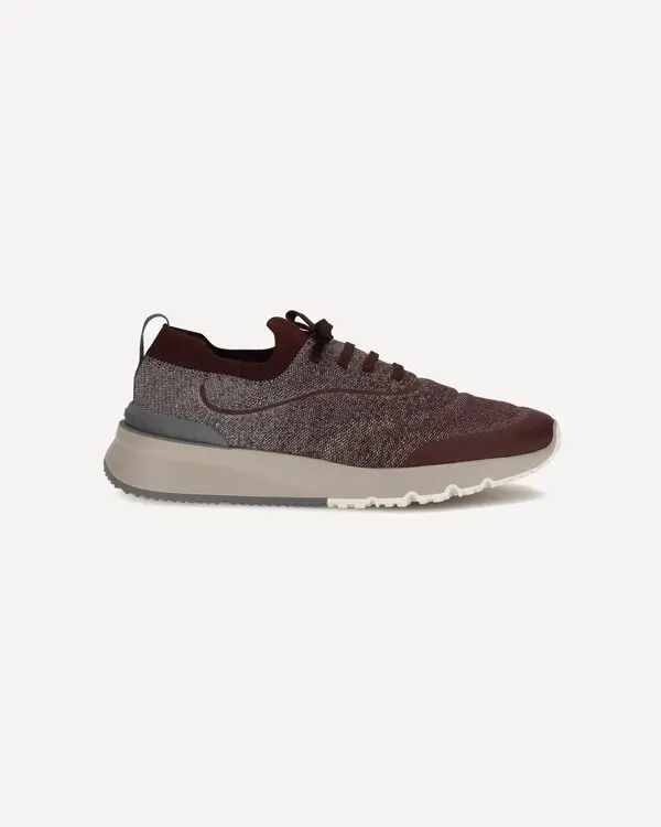 Brunello Cucinelli Techno Cotton Knit Lace-up Sneakers - Bordeaux