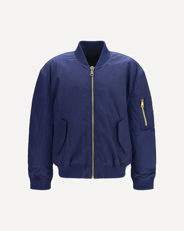 Balmain Embroidered Back Logo Bomber Jacket - Blue