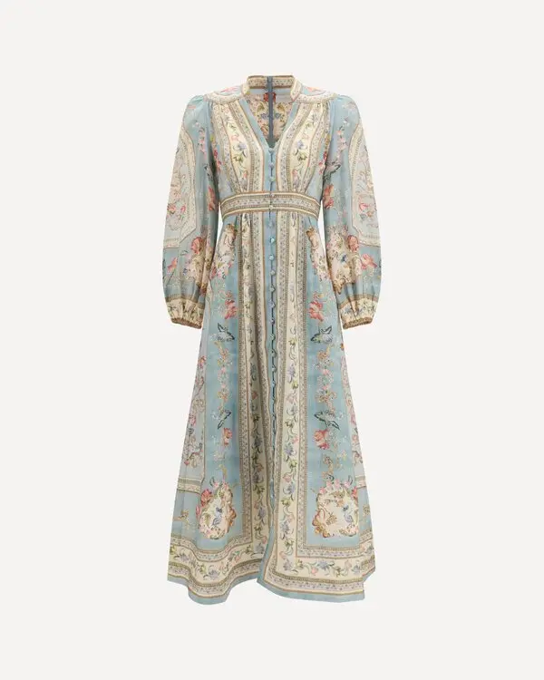 Zimmermann Roselight Linen Midi Dress - Multicolour