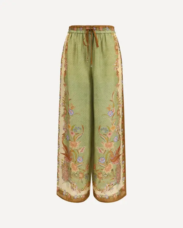 Zimmermann Indra Relaxed Silk Habotai Printed Wide-leg Pants - Multicolour