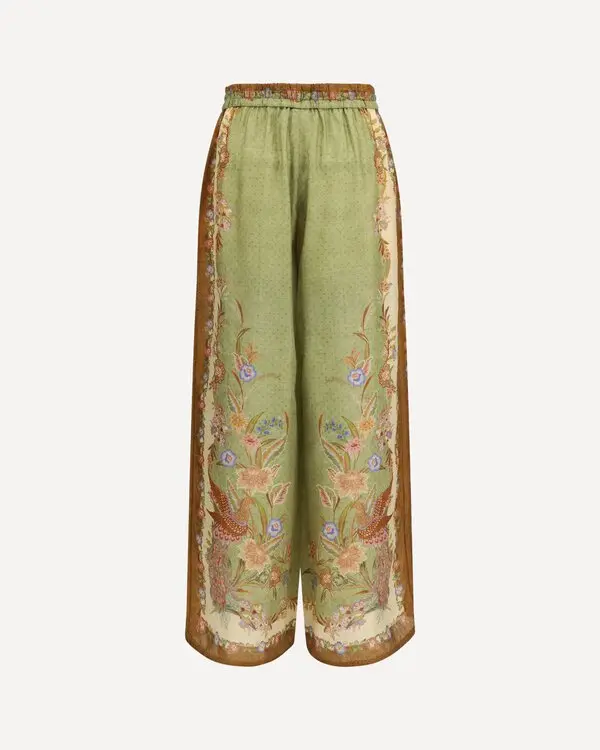 Zimmermann Indra Relaxed Silk Habotai Printed Wide-leg Pants