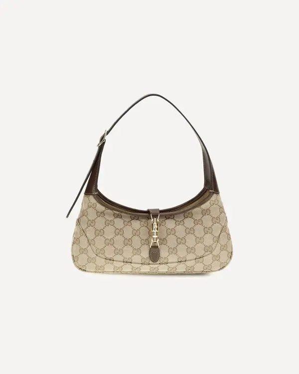 Gucci Medium Jackie Slim Shoulder Bag In Gg Fabric - Beige