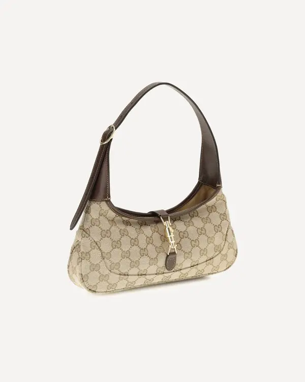 Gucci Medium Jackie Slim Shoulder Bag In Gg Fabric - Beige