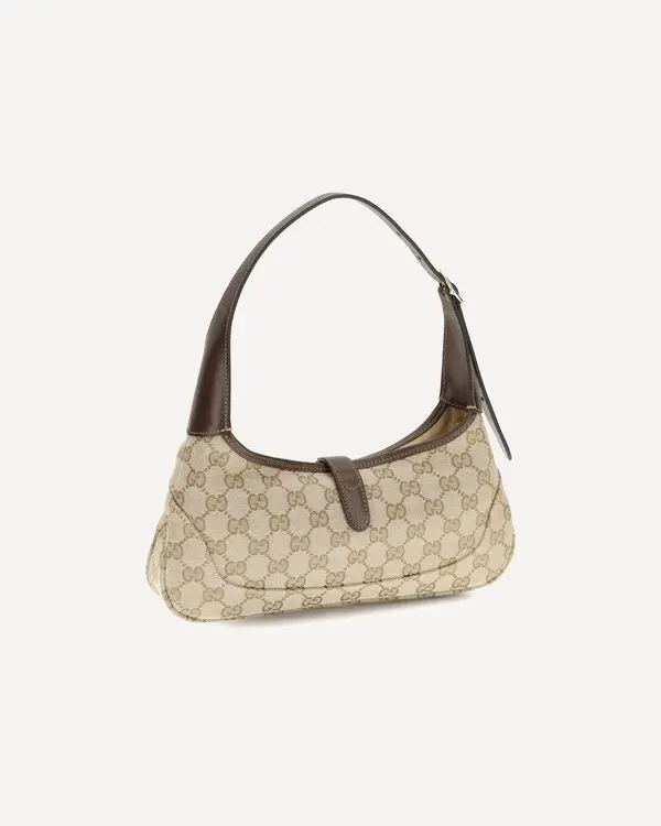 Gucci Medium Jackie Slim Shoulder Bag In Gg Fabric - Beige