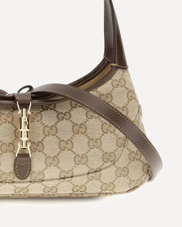 Gucci Medium Jackie Slim Shoulder Bag In Gg Fabric - Beige