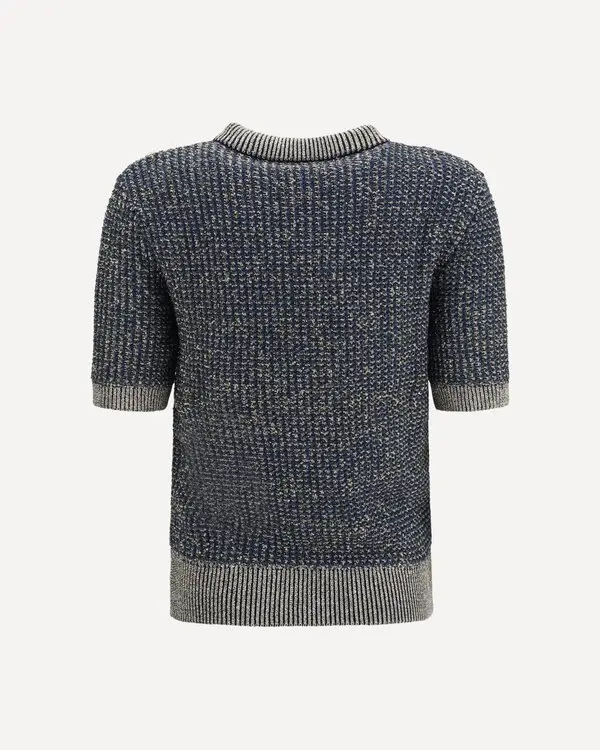 Balmain Short-sleeve Sequined Sweater With Buttons