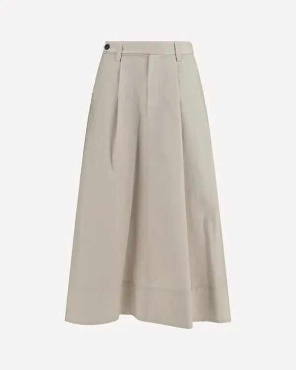 Brunello Cucinelli Cotton Poplin Midi Skirt With Monili Detail