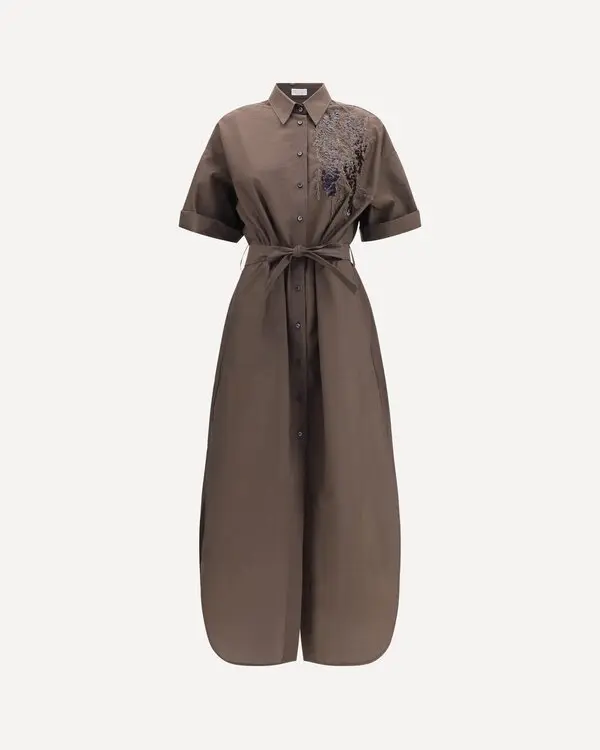 Brunello Cucinelli Sequined Embellished Shirt Dress With Belt