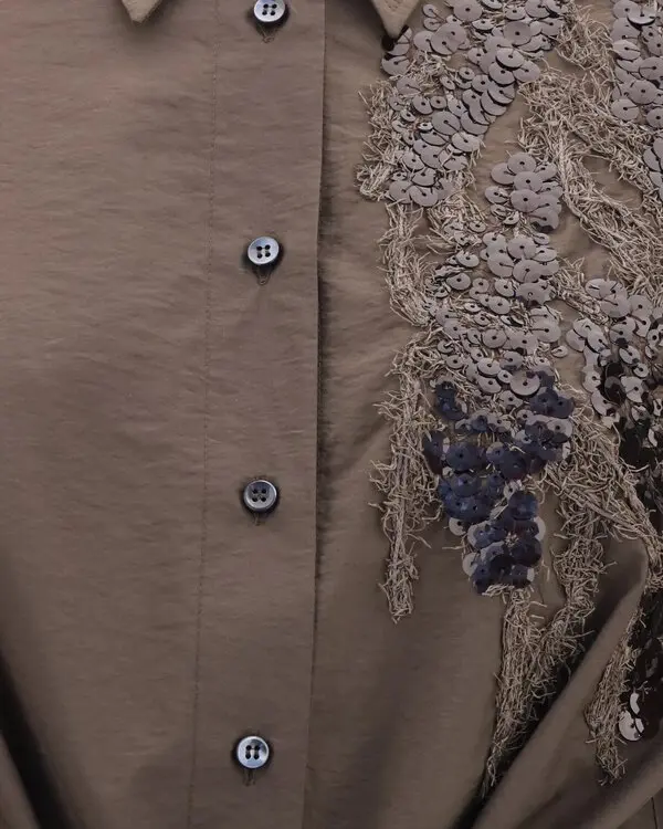 Brunello Cucinelli Sequined Embellished Shirt Dress With Belt