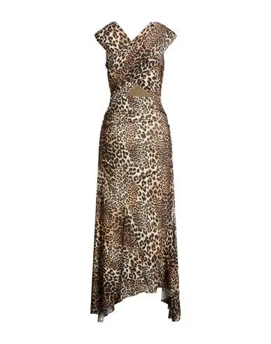 GANNI Leopard-print Asymmetrical Maxi Dress - Sand