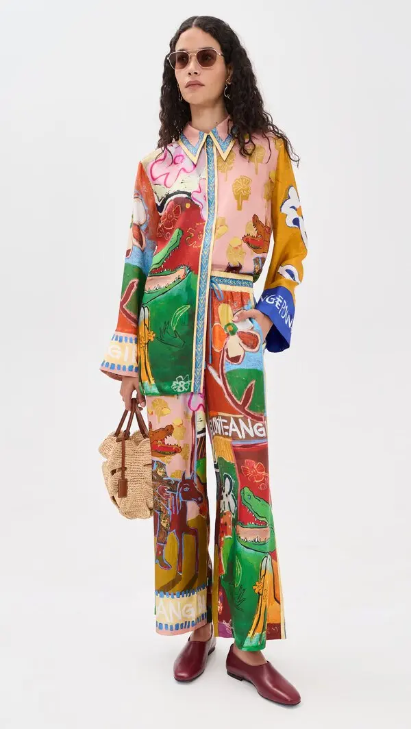 ALEMAIS Silk Twill Wide Leg Pants