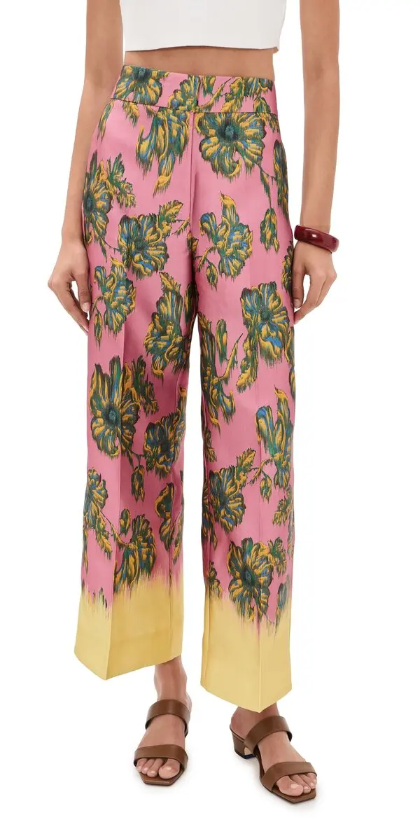 ALEMAIS Faye Floral Print Twill Trousers - Multi