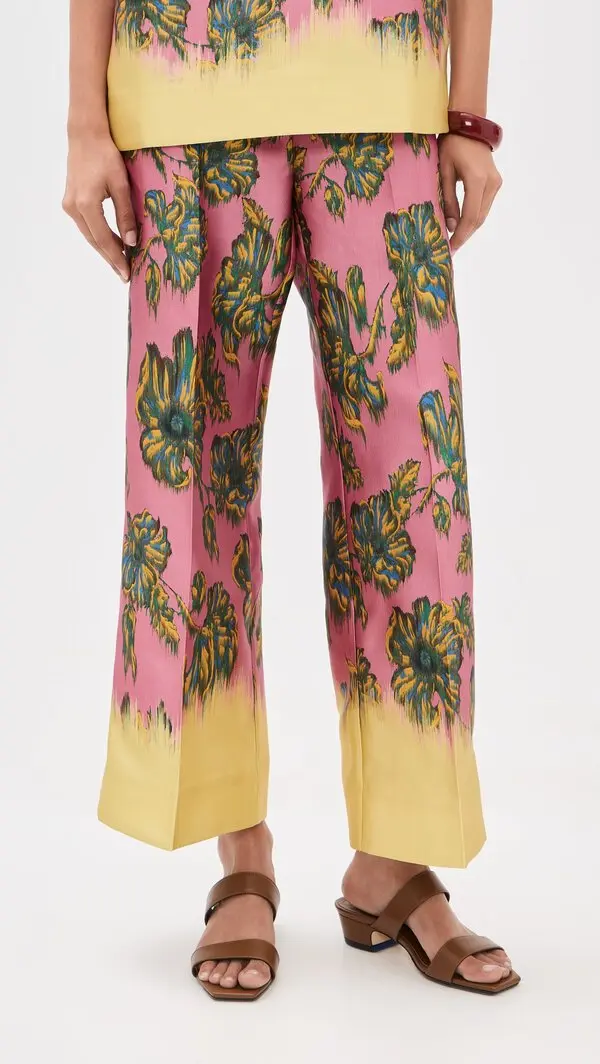 ALEMAIS Faye Floral Print Twill Trousers