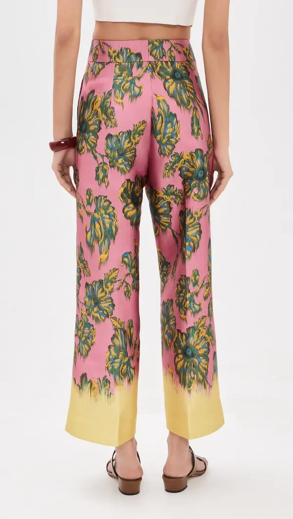 ALEMAIS Faye Floral Print Twill Trousers