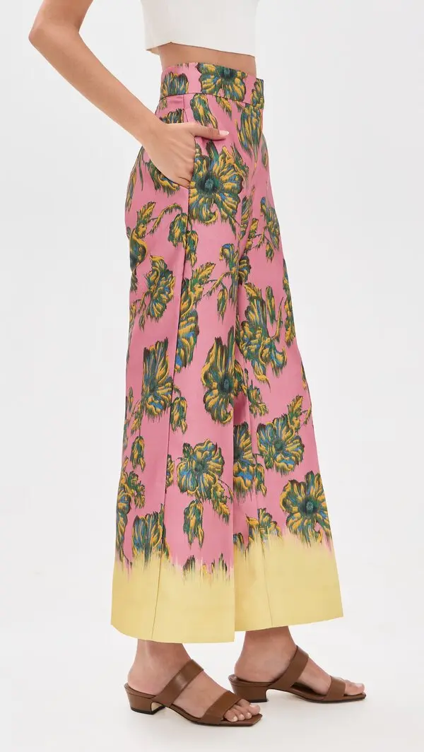 ALEMAIS Faye Floral Print Twill Trousers