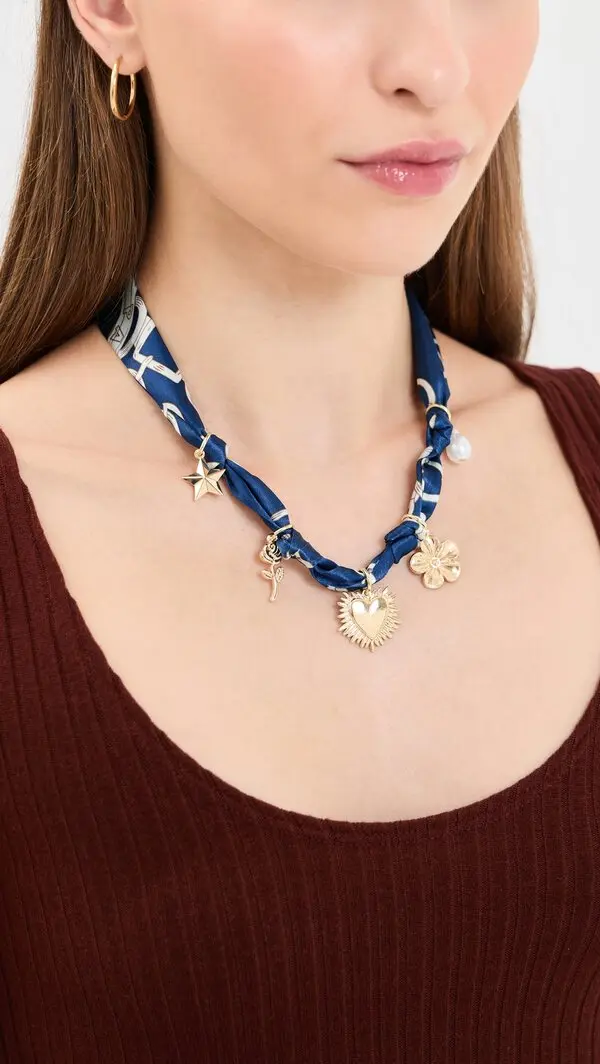 ADINA EDEN Bandana Heart Charm Necklace