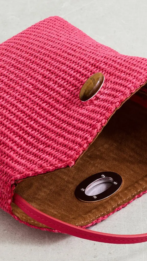 Christopher Esber Turnlock Raffia Mini Shoulder Bag - Watermelon