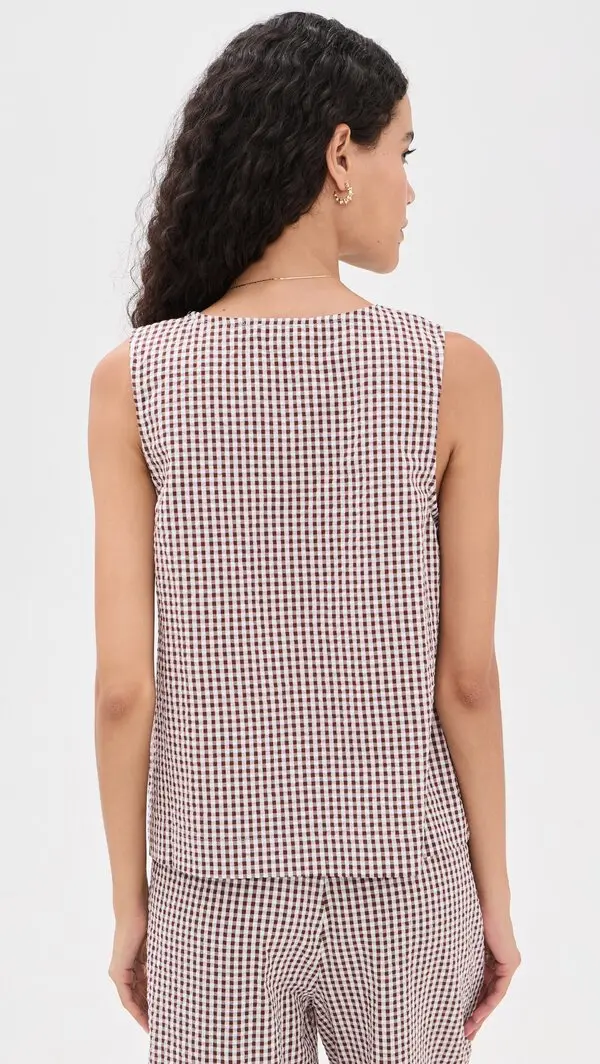 Joe's Jeans Ana Blouse Gingham Seersucker