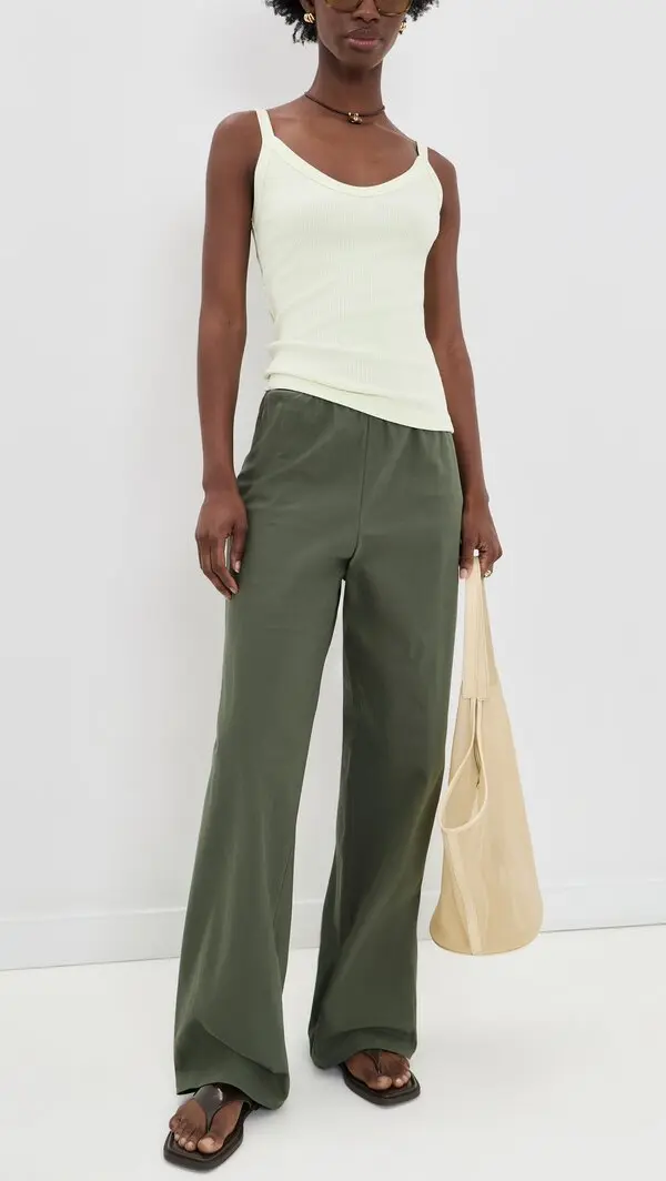 Vince Colette High Waist Cotton Twill Pants - Pine Grove