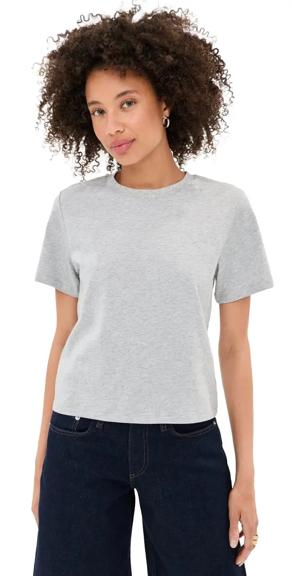STATE & LAKE Lucy Tee Lightweight Cotton Jersey - Light Grey