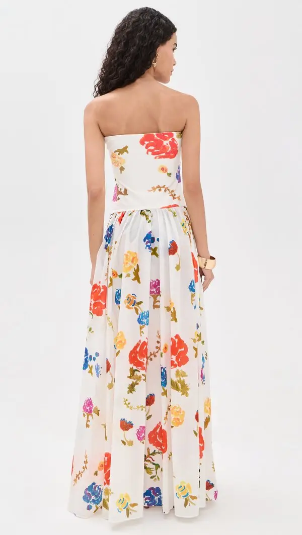 Caroline Constas Marianna Strapless Floral Print Maxi Cover-up