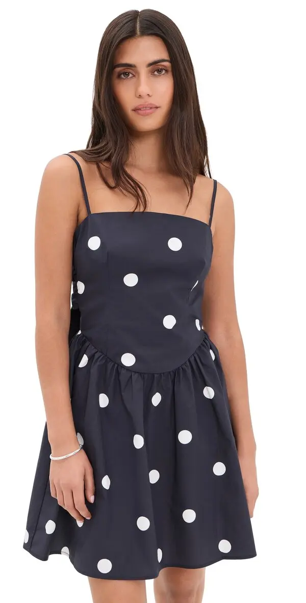 Susana Monaco Polka-dot Poplin Mini Dress - Midnight/sugar