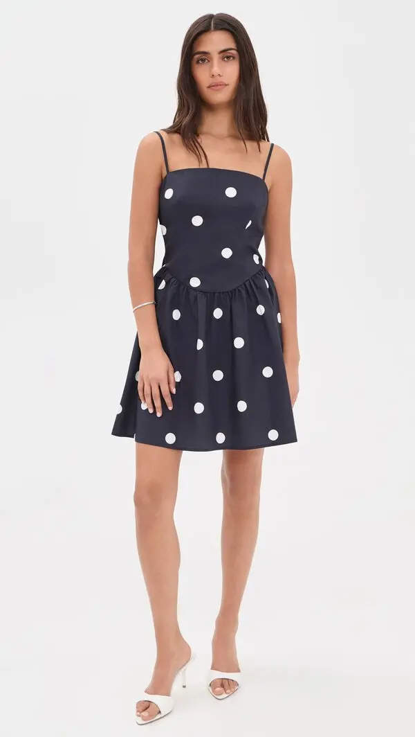 Susana Monaco Polka-dot Poplin Mini Dress