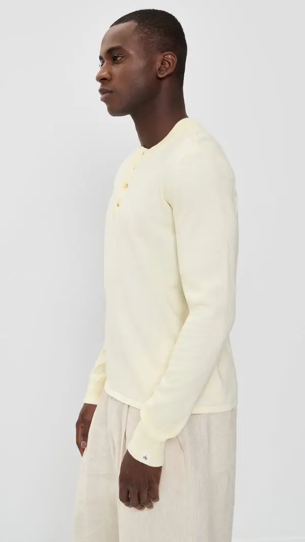 Rag & Bone Washed Supima Henley Long Sleeve