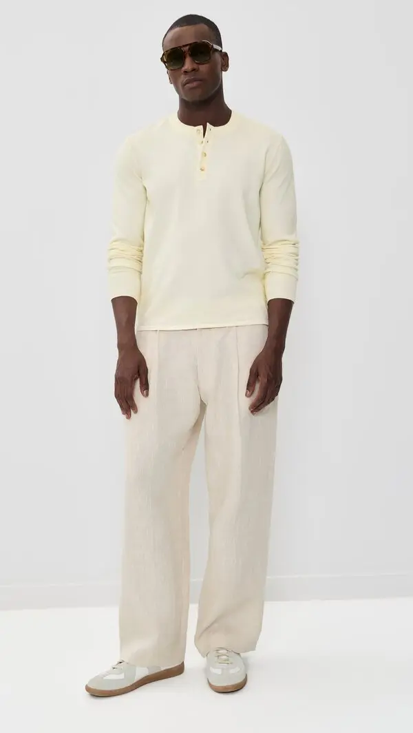 Rag & Bone Washed Supima Henley Long Sleeve