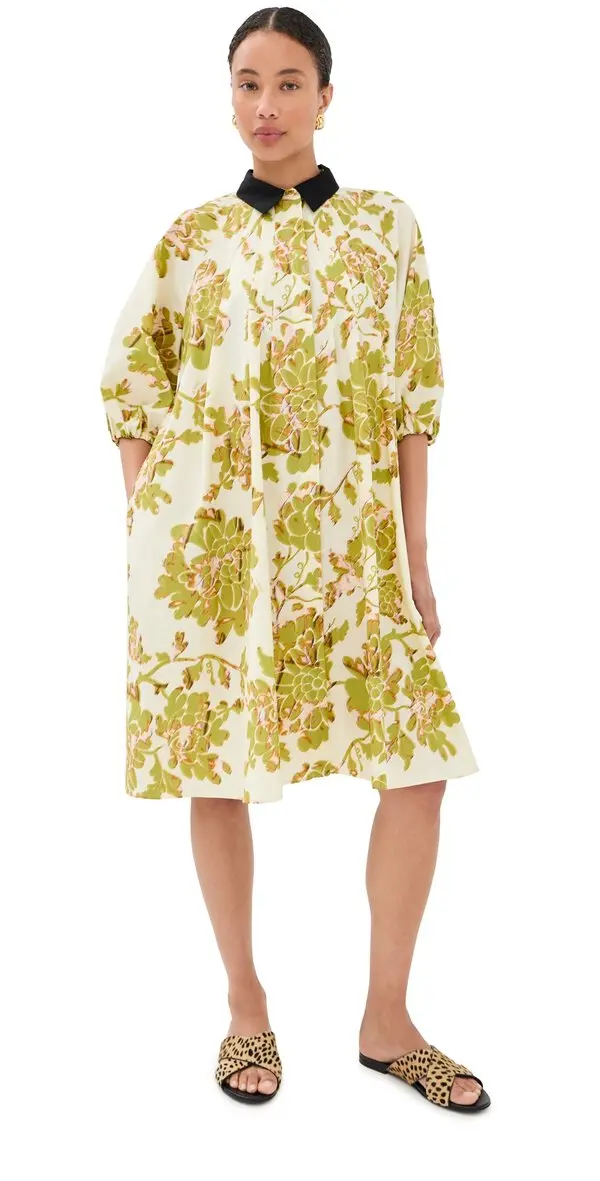 La DoubleJ Sunburst Cotton Poplin Dress - Oasis