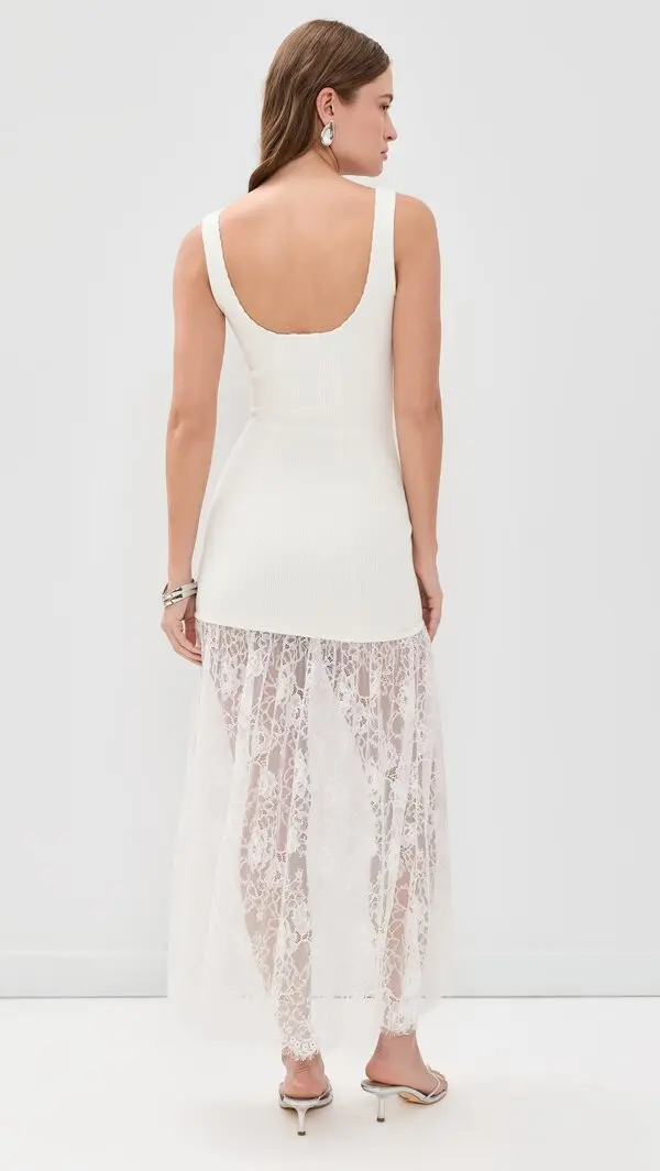 FLEUR DU MAL Jolie Ribbed Knit And Lace Dress